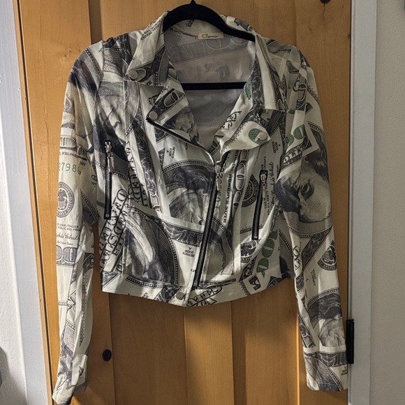 Carmen | Jackets & Coats | Stylish Money Print Leather Jacket | Poshmark